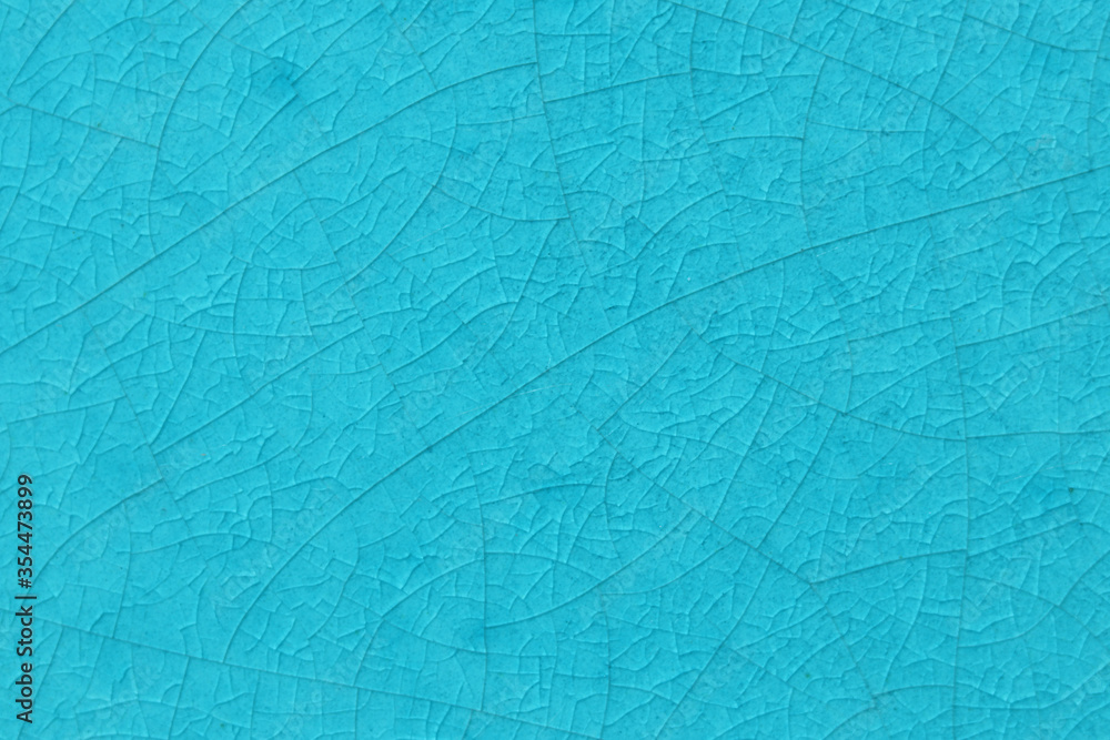 Ocean blue turquoise crack ceramic tile. Sea color of glazed tile ...
