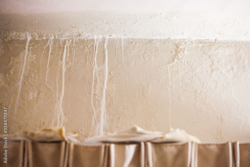 Dirt watery ceiling leaking view indicating dangerous of flood and mold ...