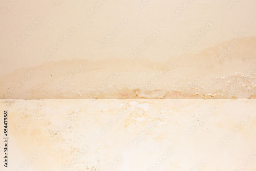 Dirt watery ceiling leaking view indicating dangerous of flood and mold ...