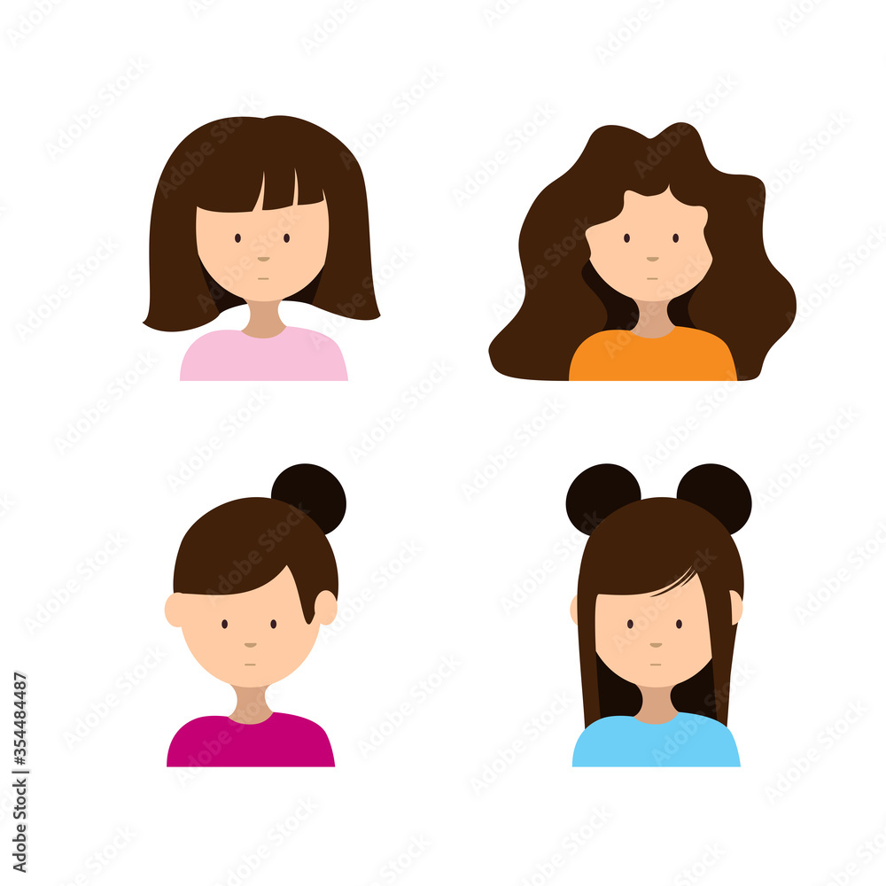 Girl profile characters and profile icons Stock Vector | Adobe Stock