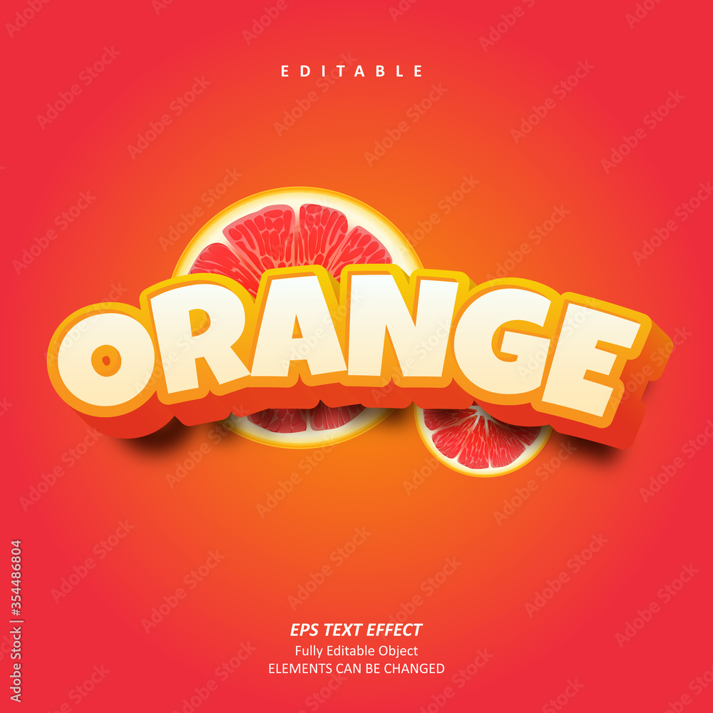 3D Fruit Orange Text Effect Editable Premium Vector Stock Vector ...