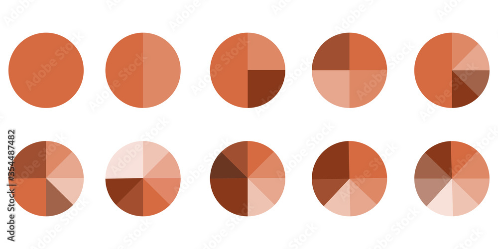 The diagram is round in shape. Vector image of segments. Set of chart ...