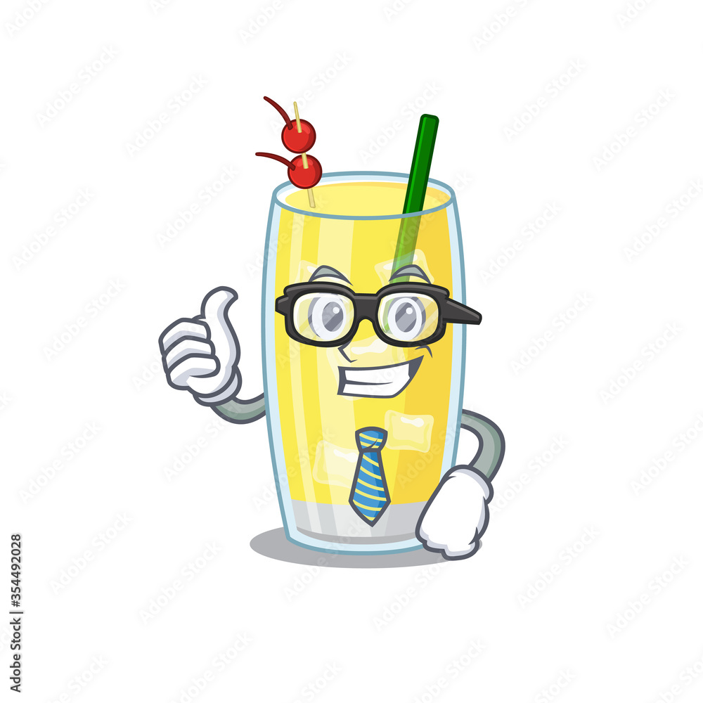 cartoon drawing of pina colada cocktail Businessman wearing glasses and ...