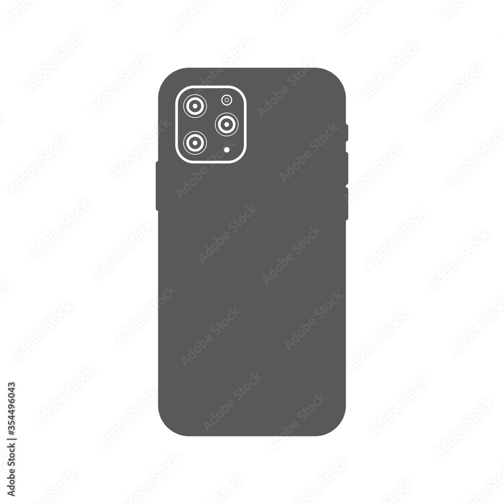 Smartphone icon isolated on white background. Triple camera back view ...