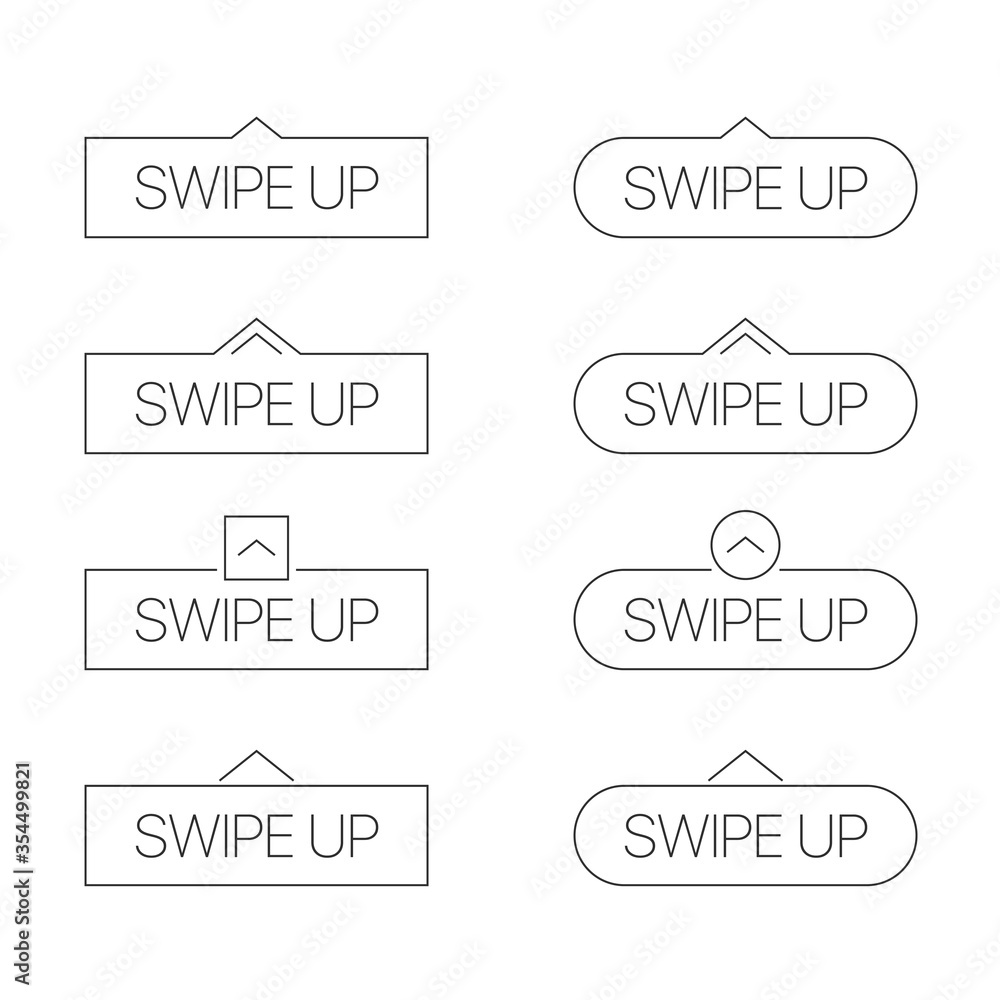 Swipe up icon set outline stroke isolated for social media stories ...