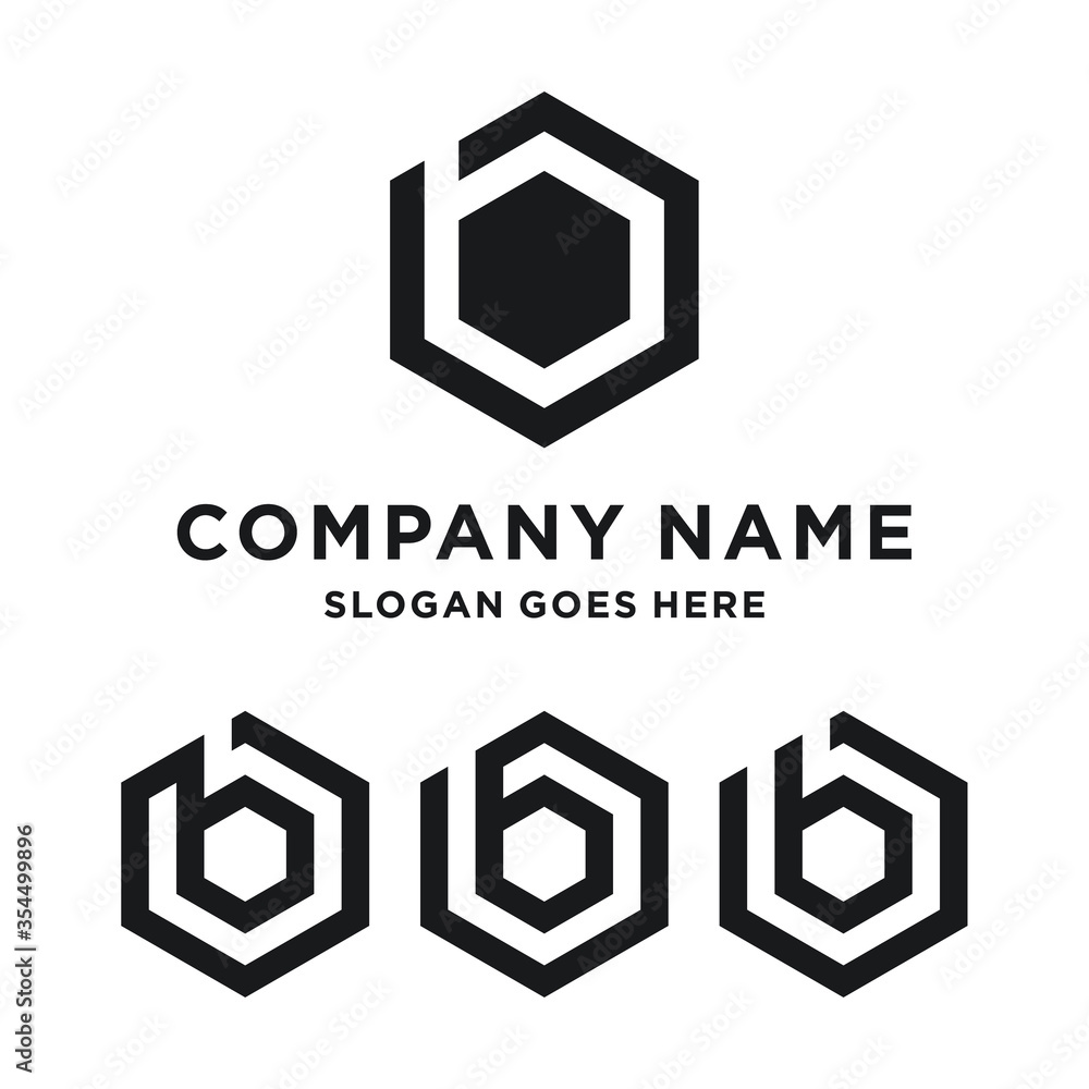 Geometric Letter B Logo Template Design Vector in polygon shape Stock ...