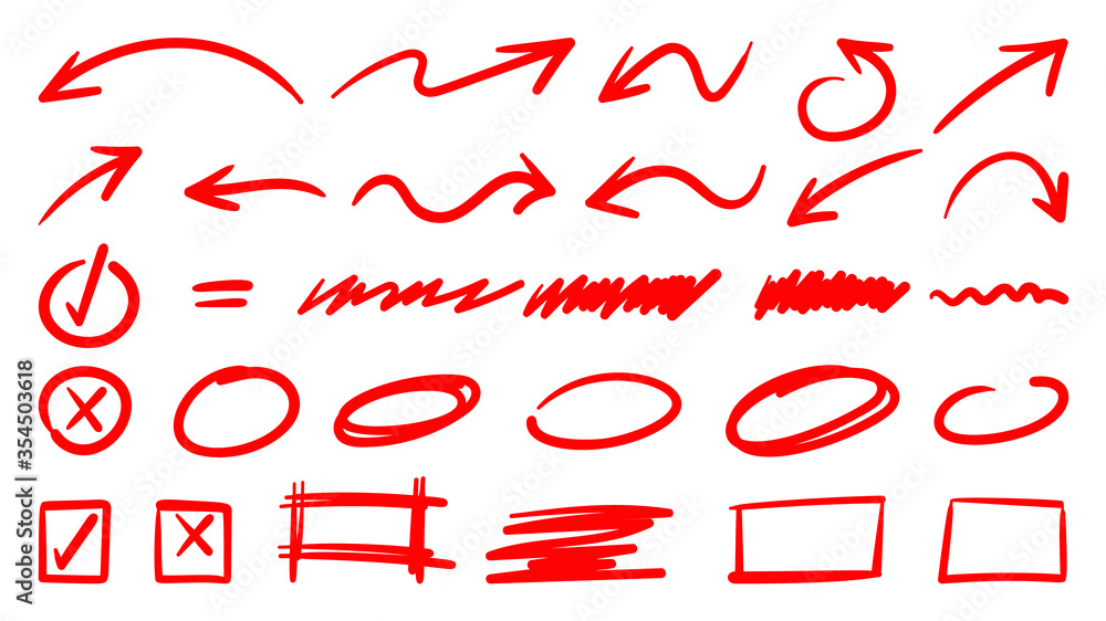 Red Arrow vector doodle. Hand drawn sketch arrows design for business ...