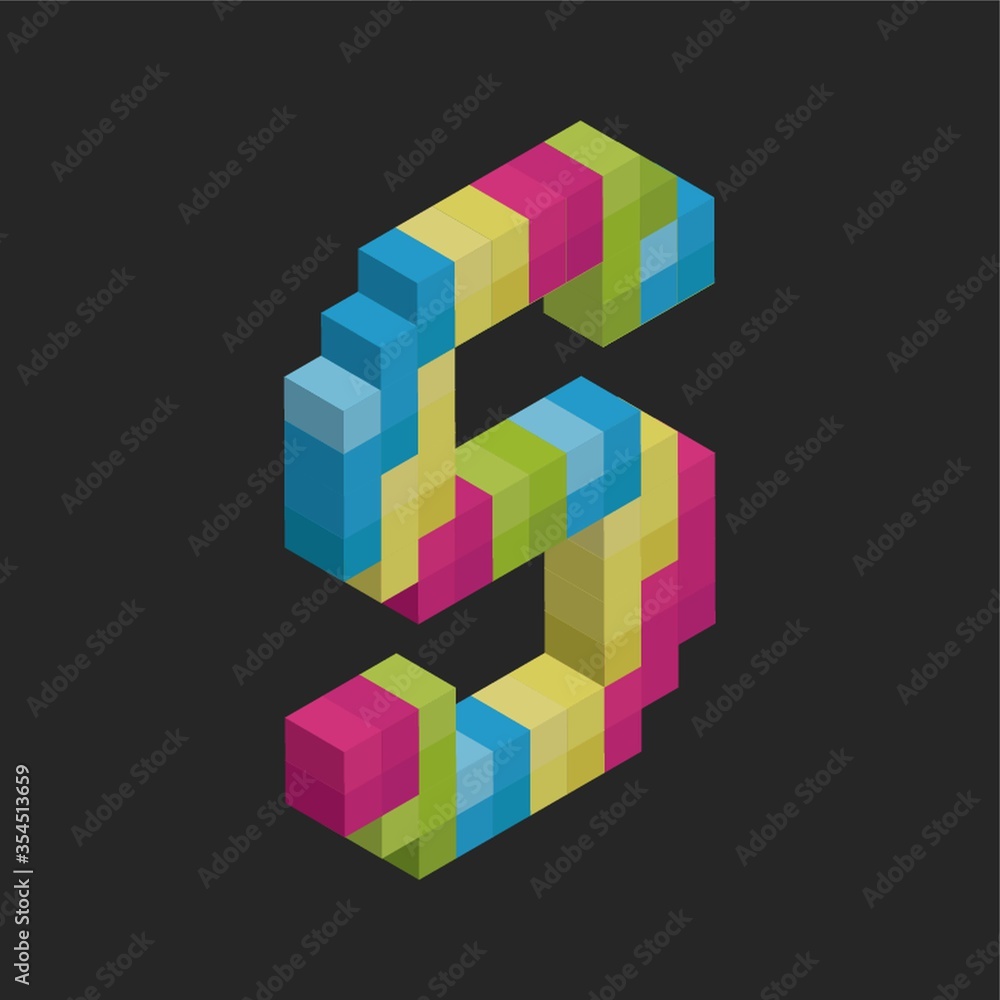 Isometric alphabet S Stock Vector | Adobe Stock