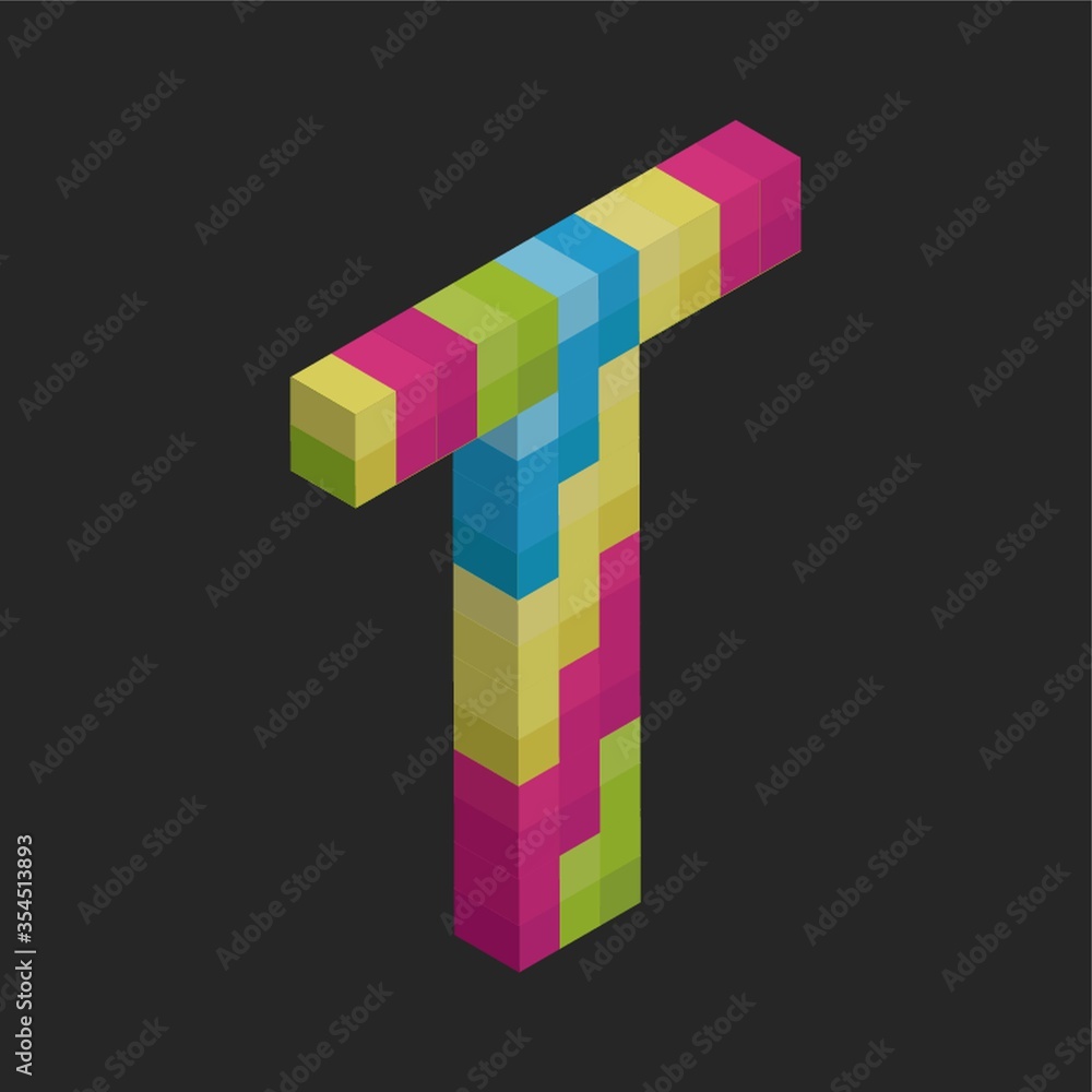 Isometric alphabet T Stock Vector | Adobe Stock