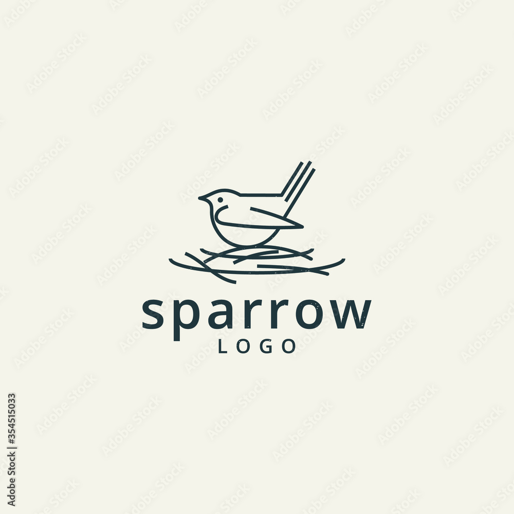 Sparrows logo with a simple line style Stock Vector | Adobe Stock