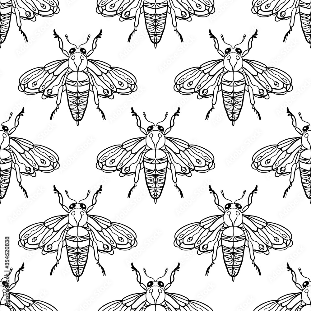 Detailed ornamental sketch of a moth,Hand drawn zentangle for adult ...