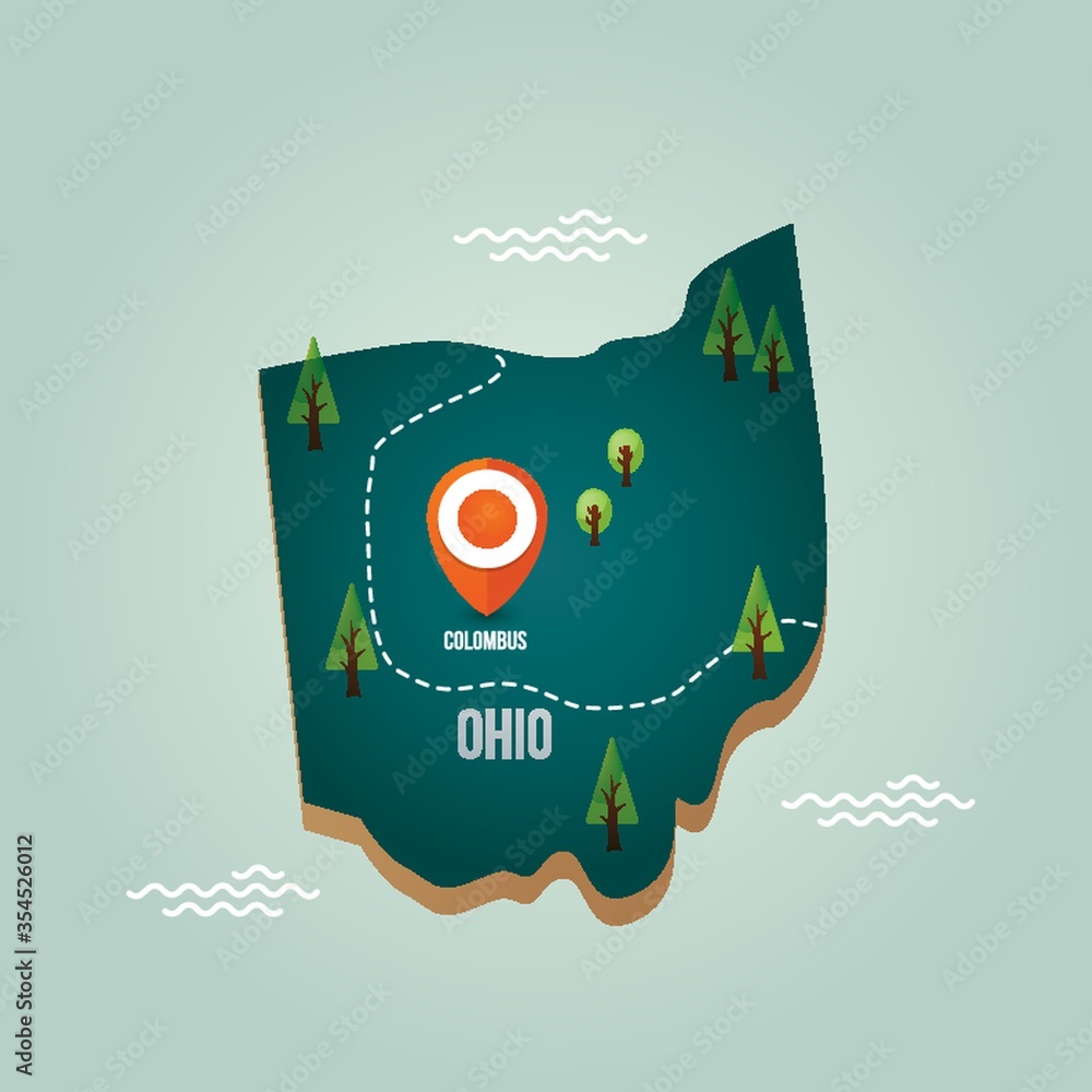 Ohio map with capital city Stock Vector | Adobe Stock
