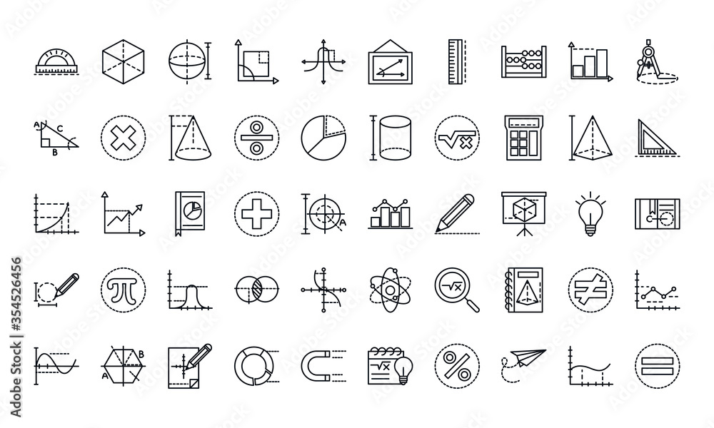 math education school science icons collection line and style Stock ...