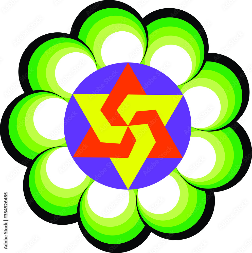 Colorful Rangoli design of green circles and Swastika symbol - vector ...