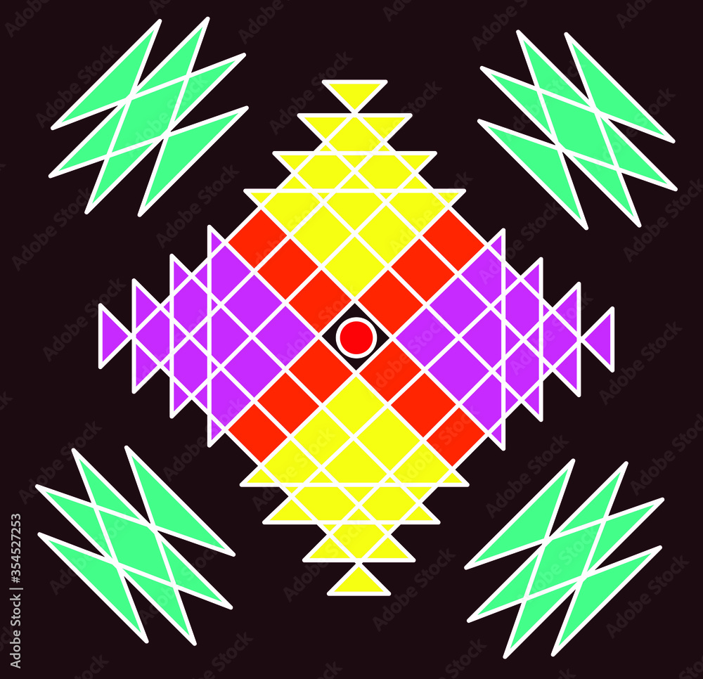 Colourful Mandala or Rangoli design isolated on dark background ...