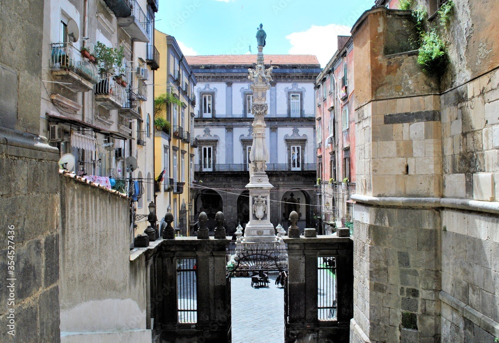 Napoli old Italian town urban panorama antique architecture city square ...