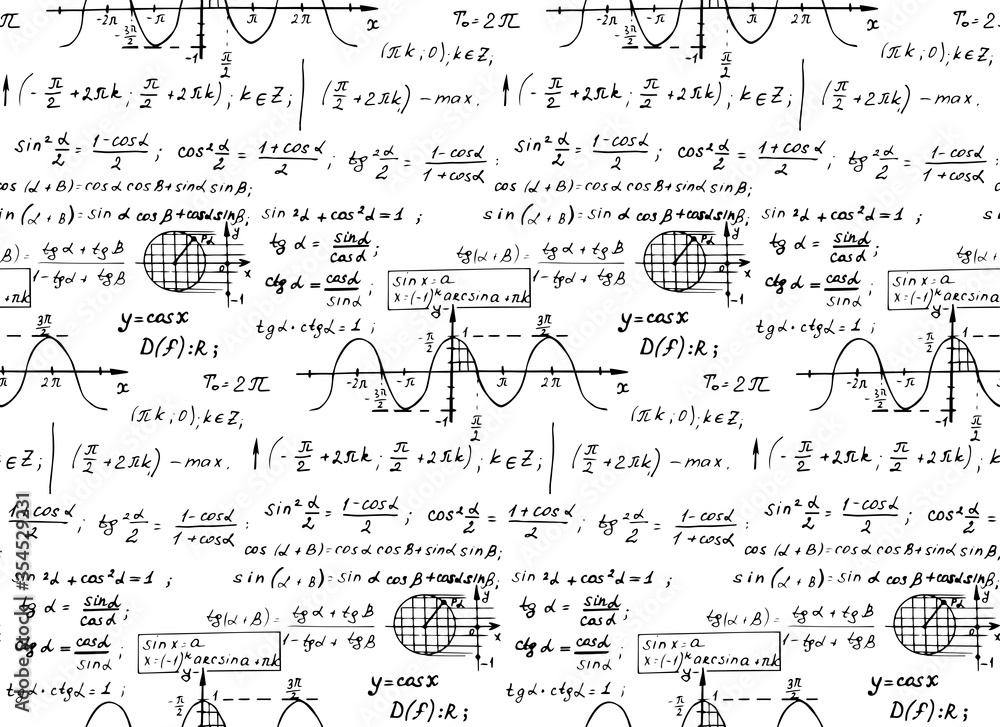 Vintage education background. Trigonometry law theory and mathematical ...