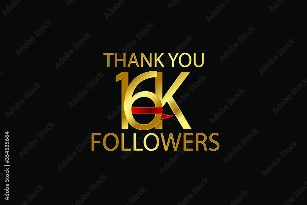 16K, 16.000 Follower celebration logotype. anniversary logo with gold ...