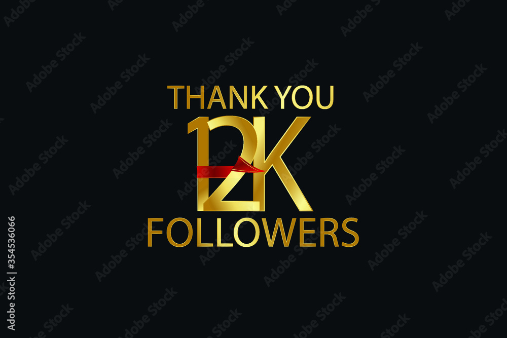 12K, 12.000 Follower celebration logotype. anniversary logo with gold ...