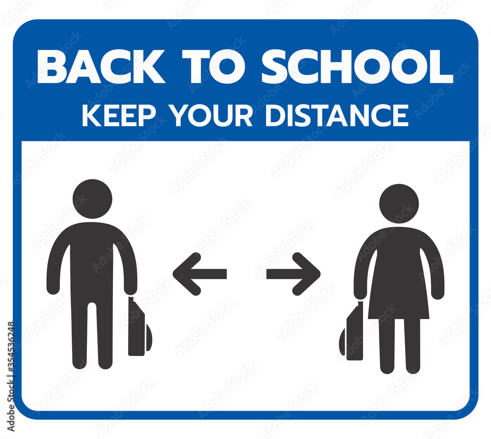 Back to school . keep your distance . covid-19 back to school Vector ...