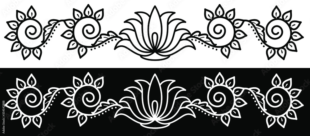 The border design concept of Rangoli with lotus flower, Spirals and ...