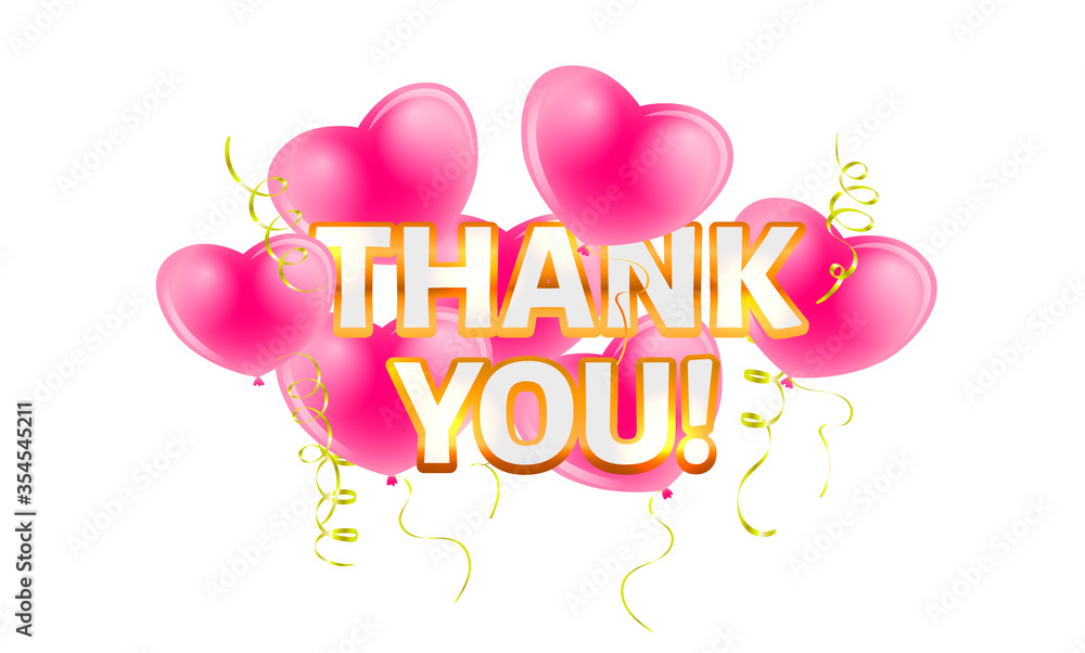 Thank you poster design. Air balloons and decorate lettering with ...