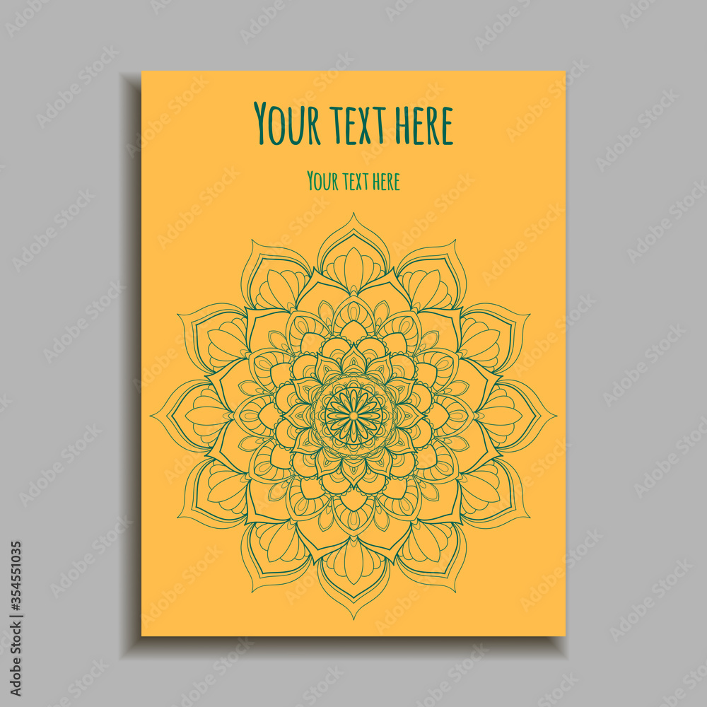 Green and yellow color Invitation Card with mandala ornament. Card ...