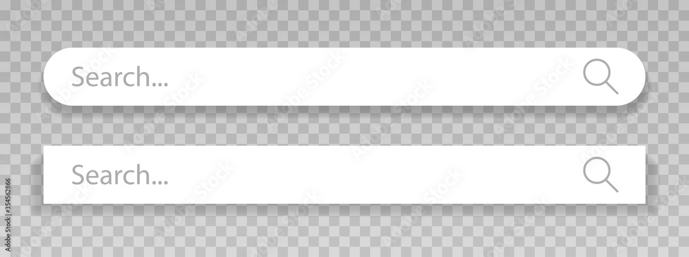 Set of search bar, search boxes with shadow on transparent background ...