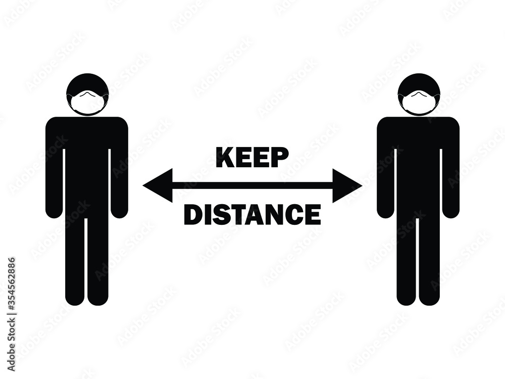 Keep Distance Stick Figure with Mask. Illustration depicting social ...