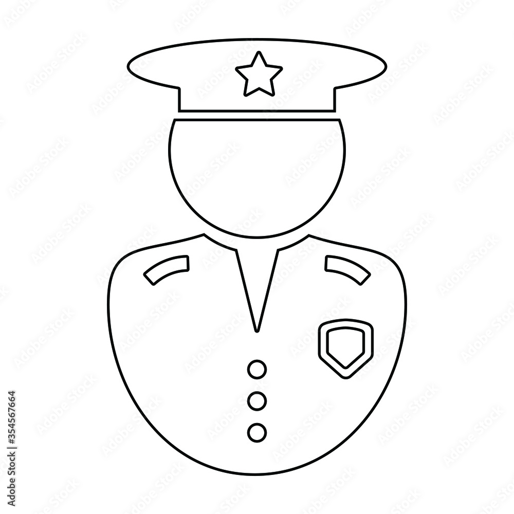 Police Officer Outline Icon. Black and white illustration pictogram ...