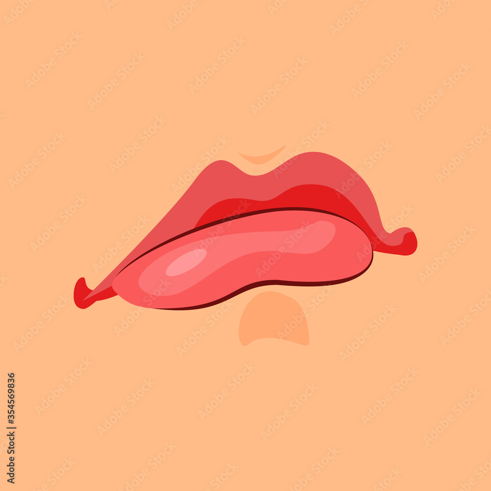 Pursed lips illustration. Contempt, arrogance, uncertainty. Facial ...