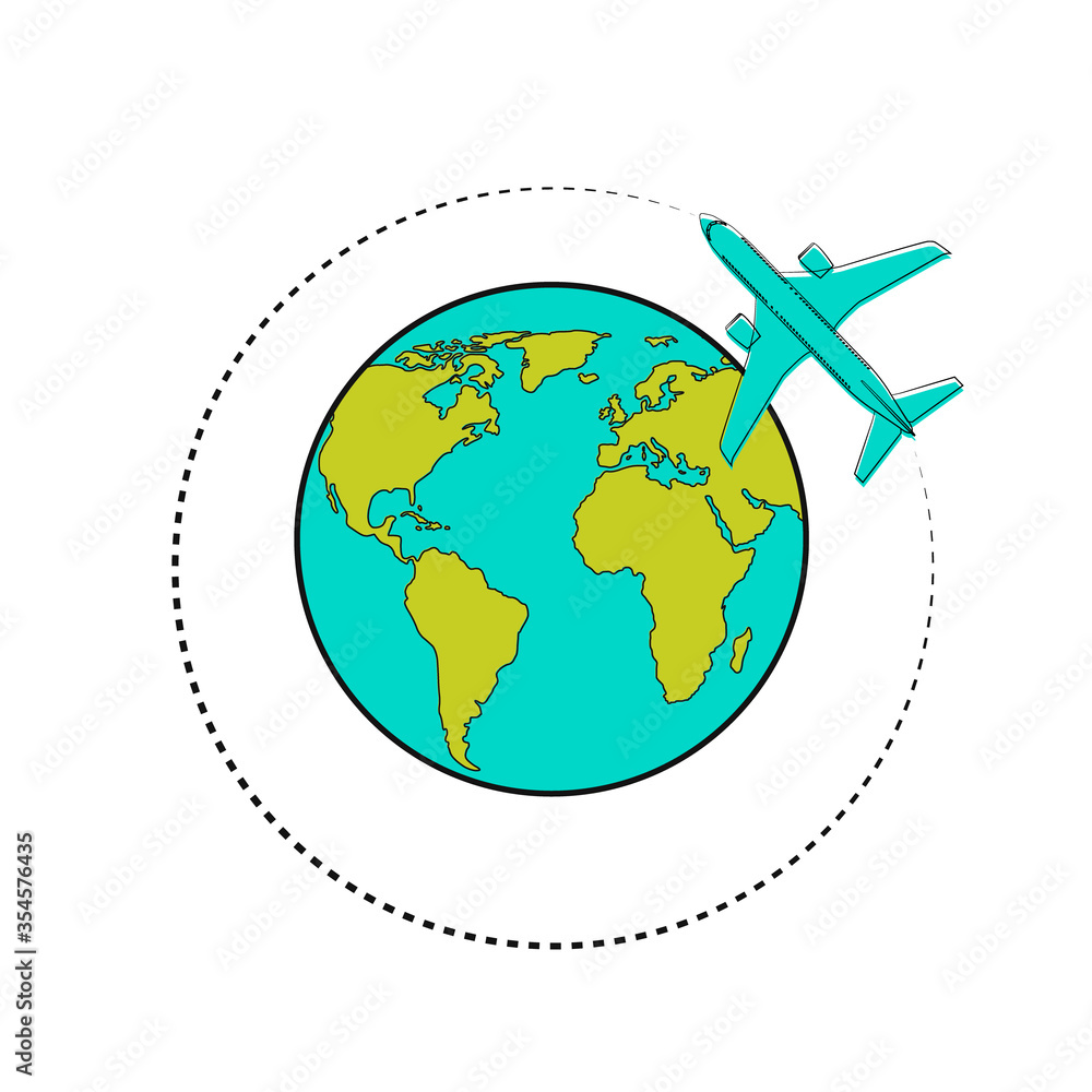 Planes. line of the plane. Airplane flight path with dash line and dash ...