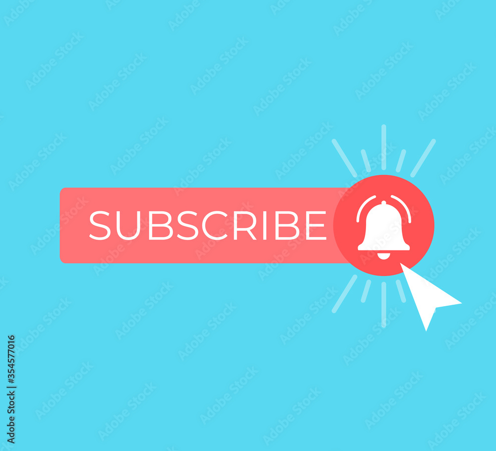 Social media background subscribe. Template subscribe button with bell ...
