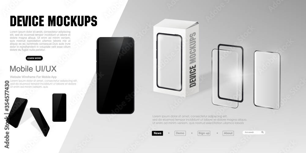 Realistic smartphone mockup. Realistic smartphone model with white box ...