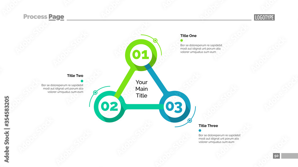 Cycle flowchart with three elements. Step diagram, option chart, layout ...