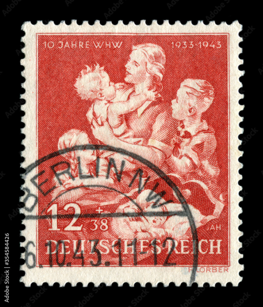 Berlin, GERMANY — 6 october 1943: German historical stamp: Mother with ...