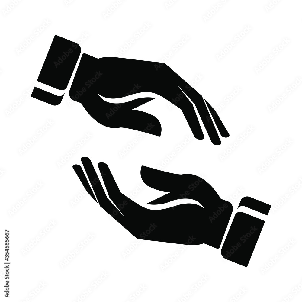 Hand reaching out to hand icon in trendy flat style isolated on white ...