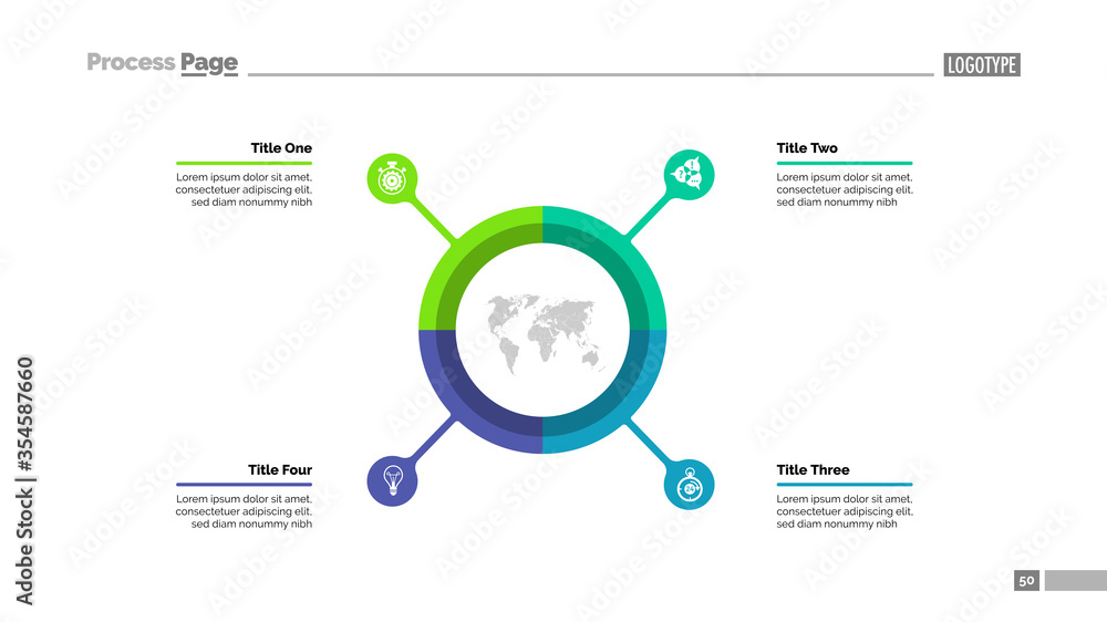Pie chart with four elements. Infographic circle, option diagram ...