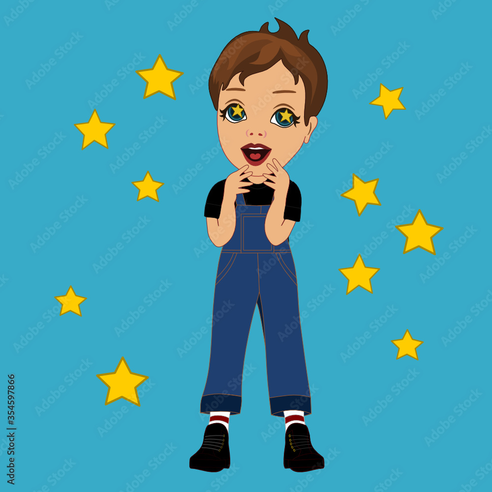 emoji with starstruck boy with stars instead of eyes, dizzy or excited ...