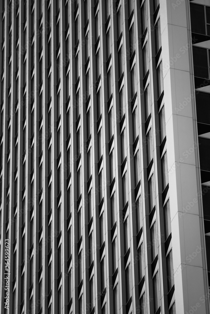 Black and white architecture structure of an high rise apartment ...