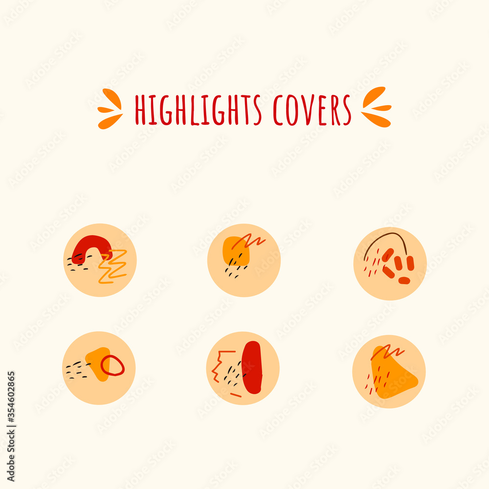 Set of vector icons for design. Highlights cover for social media ...