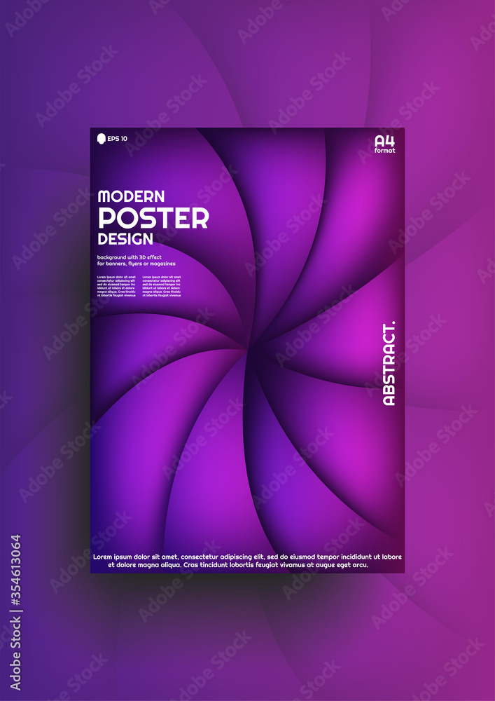 Modern poster design with 3D effect and liquid waves, designed in A4 ...