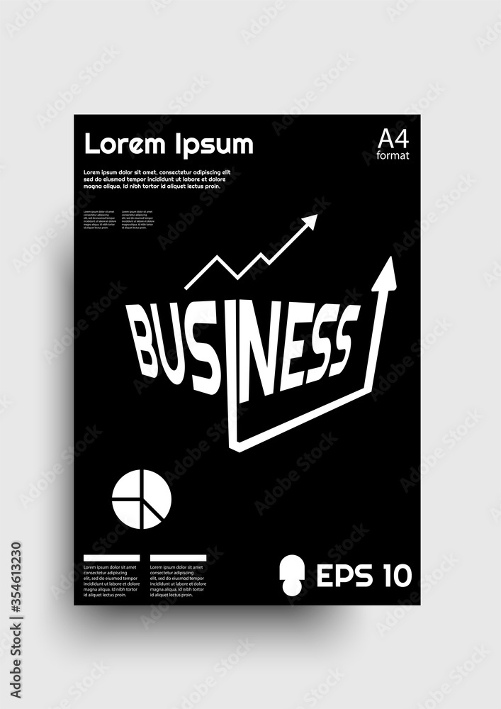 Business black background design with charts and signs, designed in A4 ...