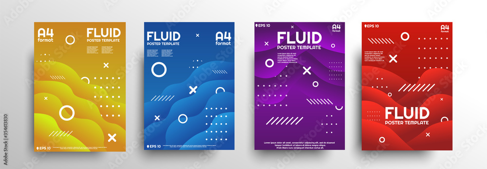 Set of fluid cover designs with different colors and detais, designed ...