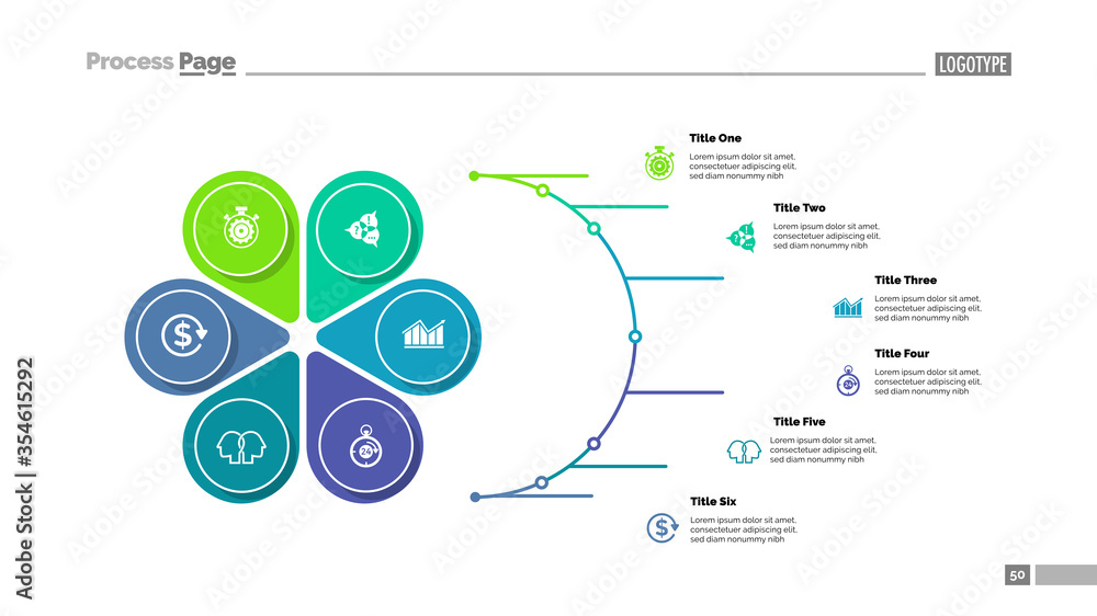 Petal diagram with six elements. Option graph, diagram, layout ...
