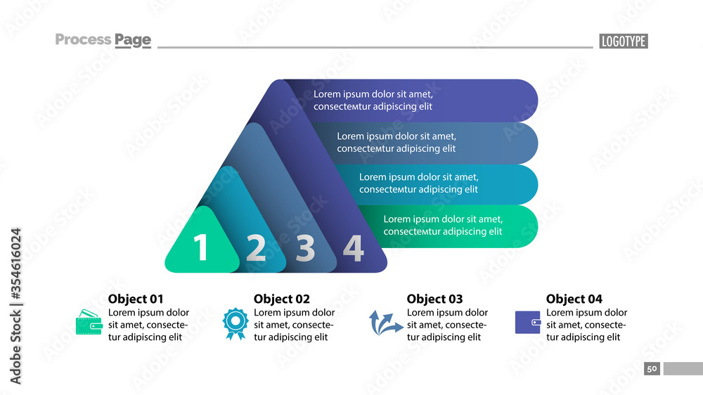 Four elements process chart slide template. Business data. Infochart ...