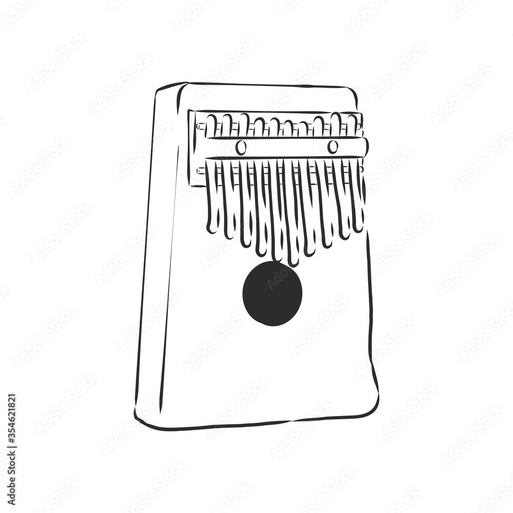 Thump piano or kalimba Mbira or thumb piano isolated on white vector ...