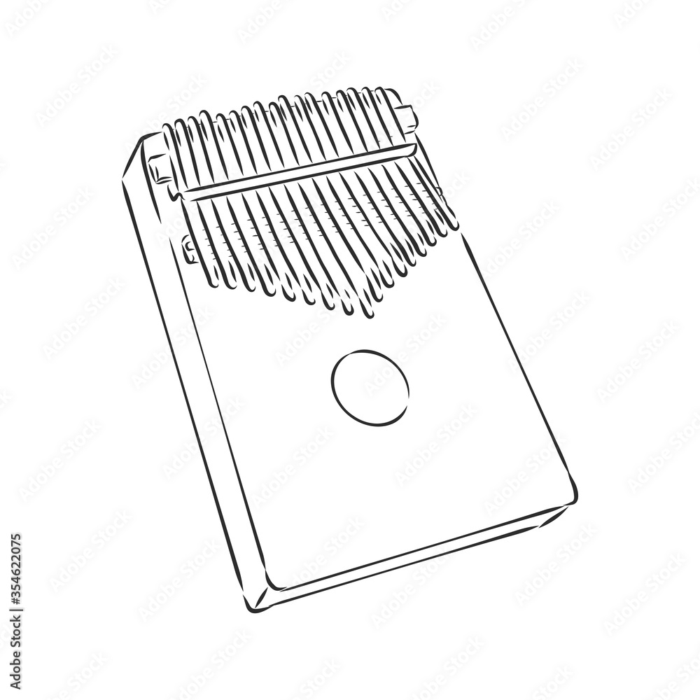 Thump piano or kalimba Mbira or thumb piano isolated on white vector ...