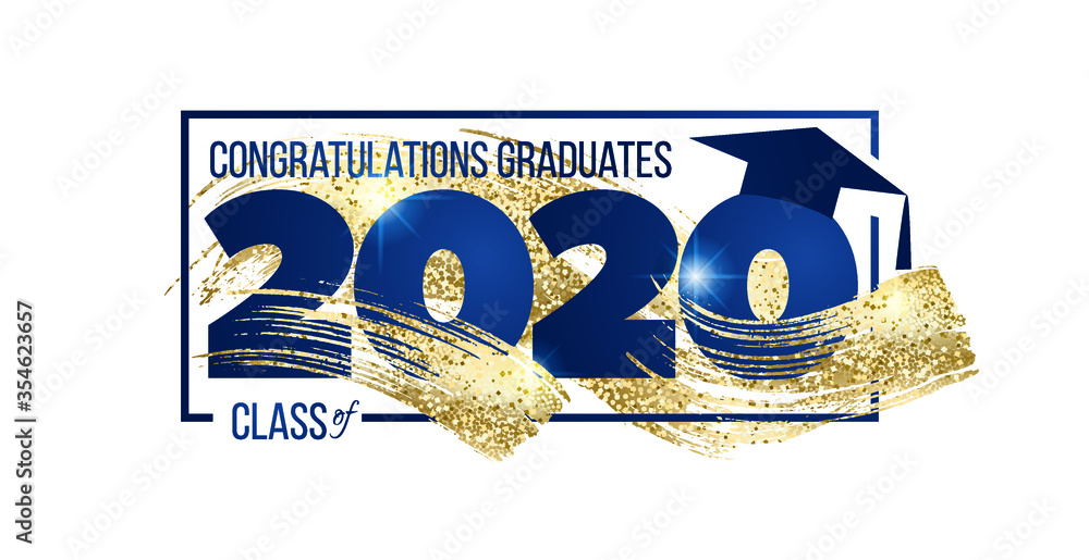 vector illustration of a graduating class of 2020. graphics elements ...