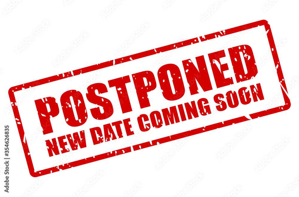 Postponed event stamp, new date coming soon Stock Vector | Adobe Stock